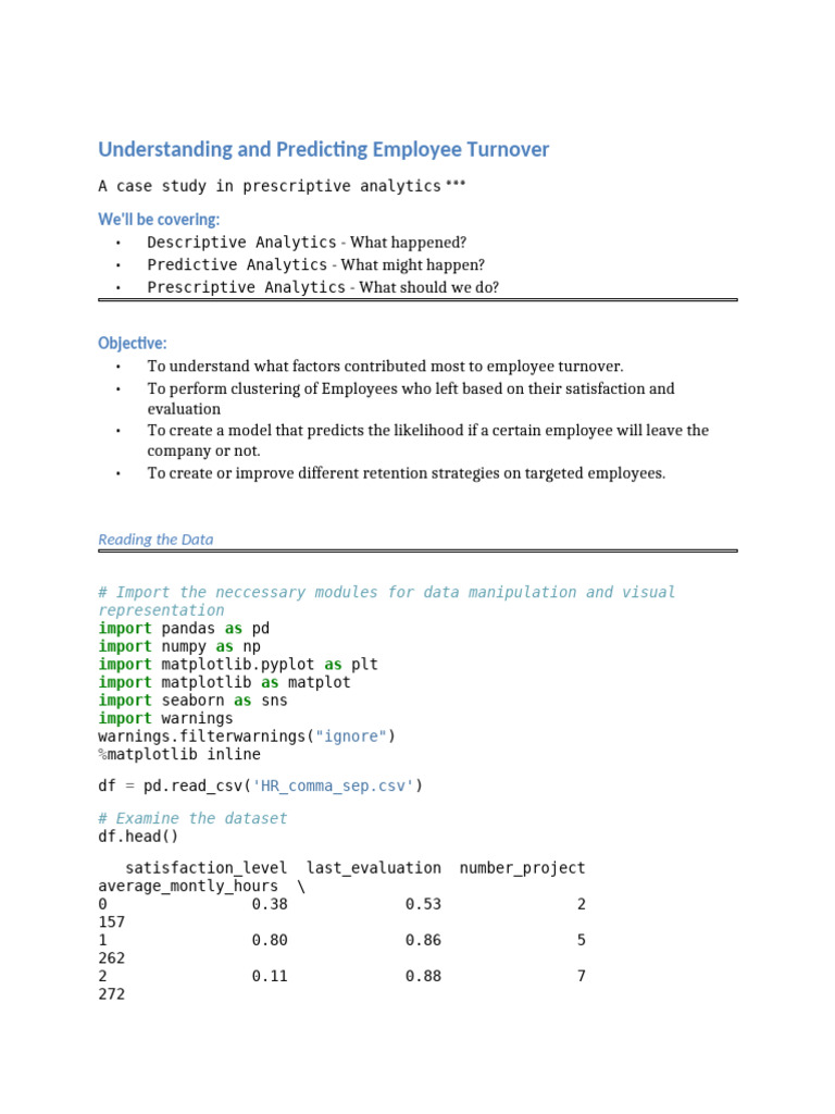 Employee Turnover | PDF | Receiver Operating Characteristic | Applied Statistics