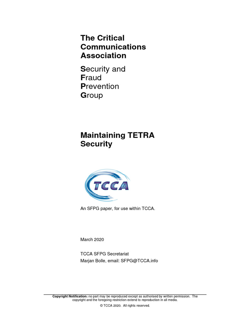March 2020 Maintaining TETRA Security | PDF | Encryption | Authentication
