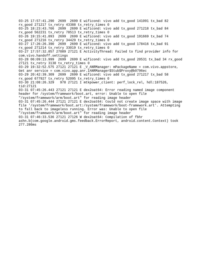 Vivo Device WiFi and Error Logs | PDF