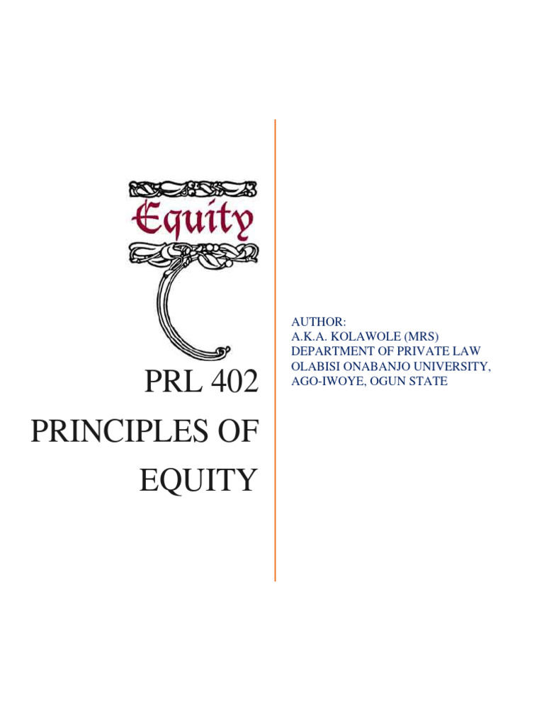 Class Notes PRL 402 Principles of Equity | PDF | Equity (Law) | Common Law
