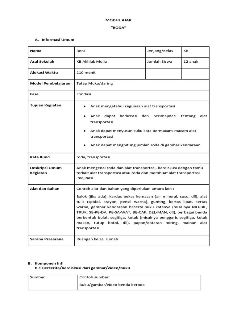 Modul Ajar Roda | PDF