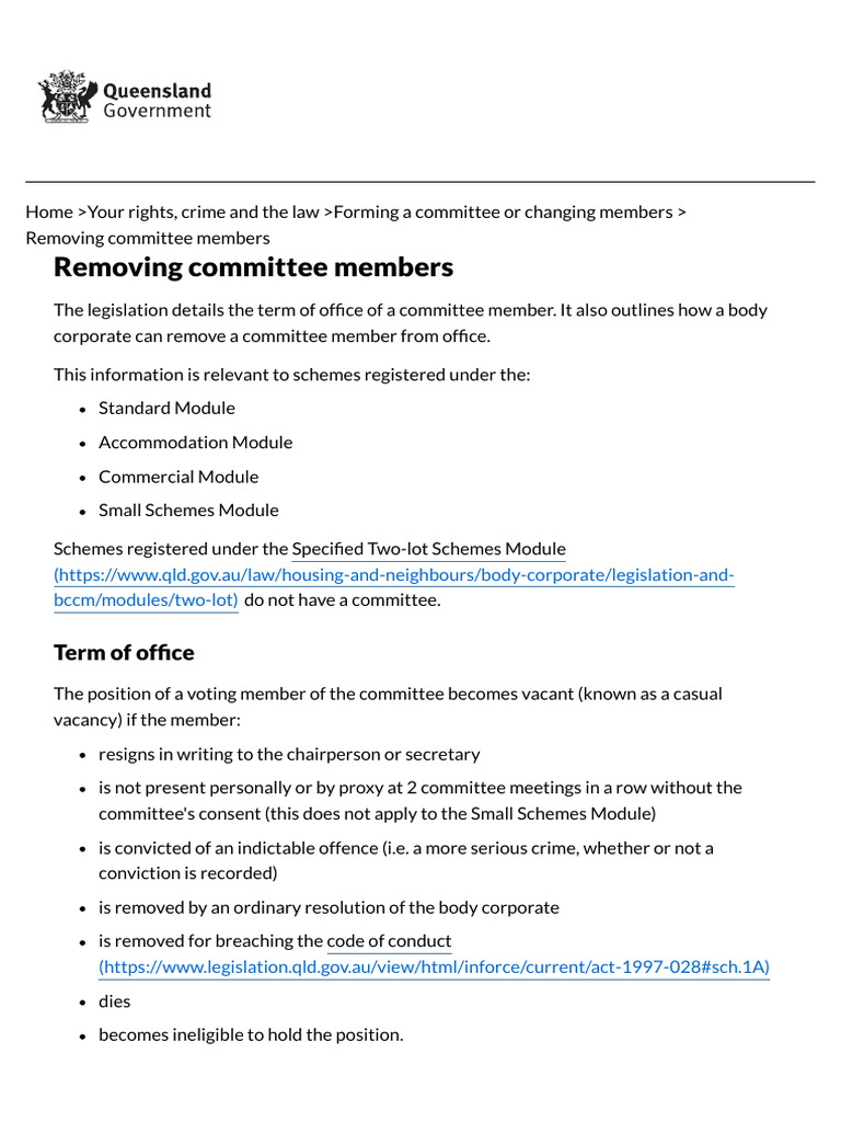Guide to Removing Committee Members | PDF | Committee | Common Law