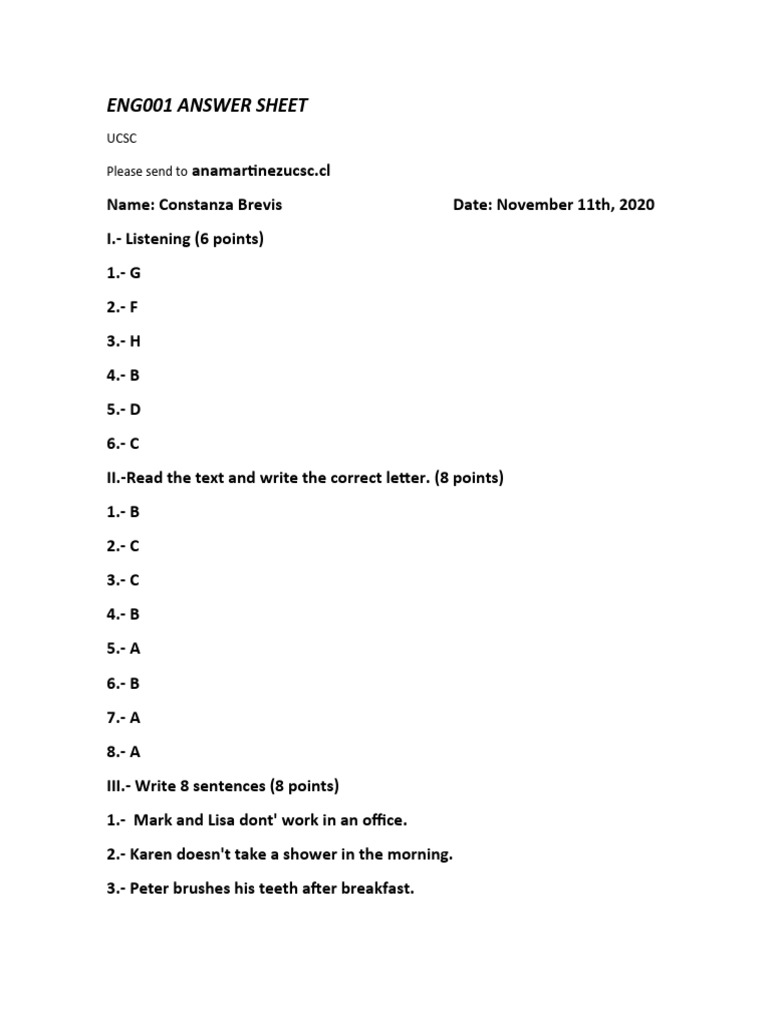 A1 Reading Comprehension Answers | PDF | Language Arts & Discipline