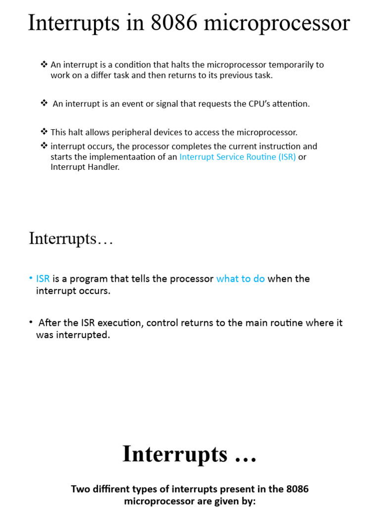 Interrupts in 8086 Microprocessor | PDF | Computer Data Storage | Central Processing Unit