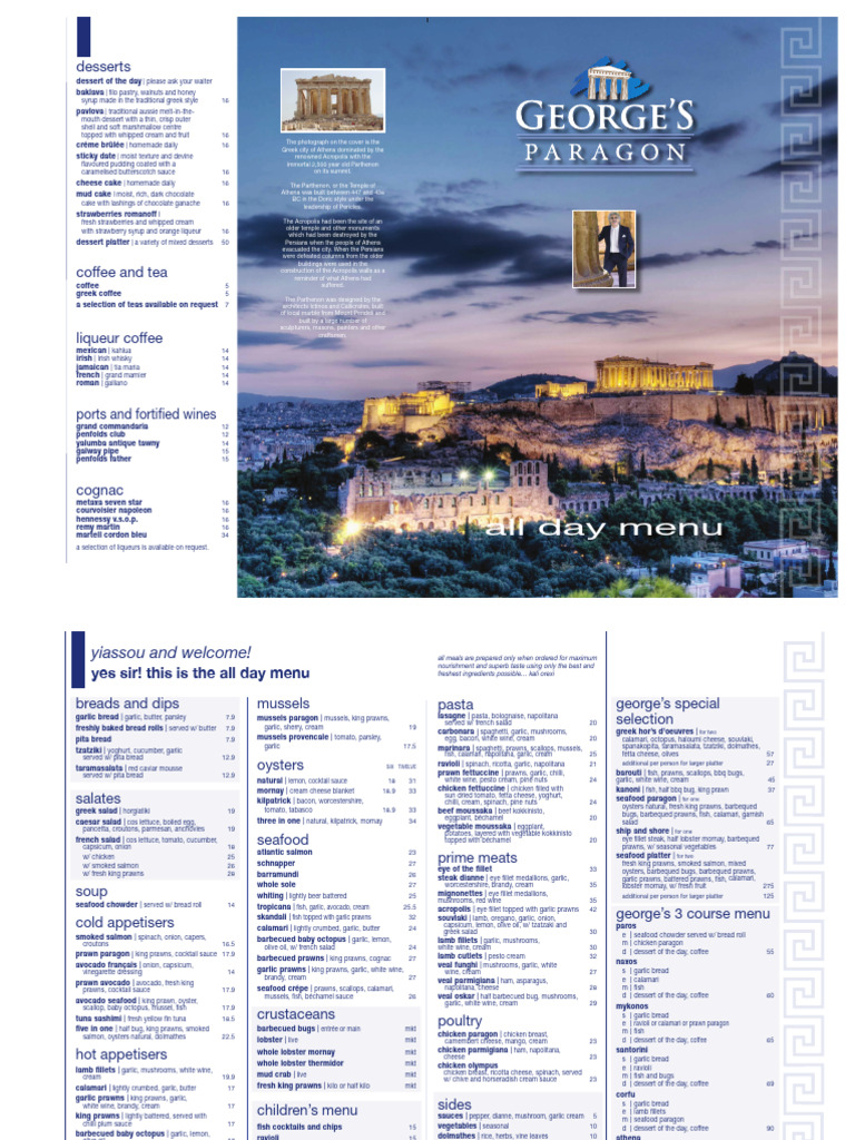 Georges Paragon Menu 2023 Updated | PDF | Salad | Desserts