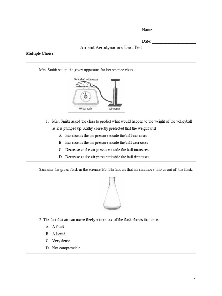 Air and Aerodynamics Unit Test | PDF | Atmosphere Of Earth | Flight