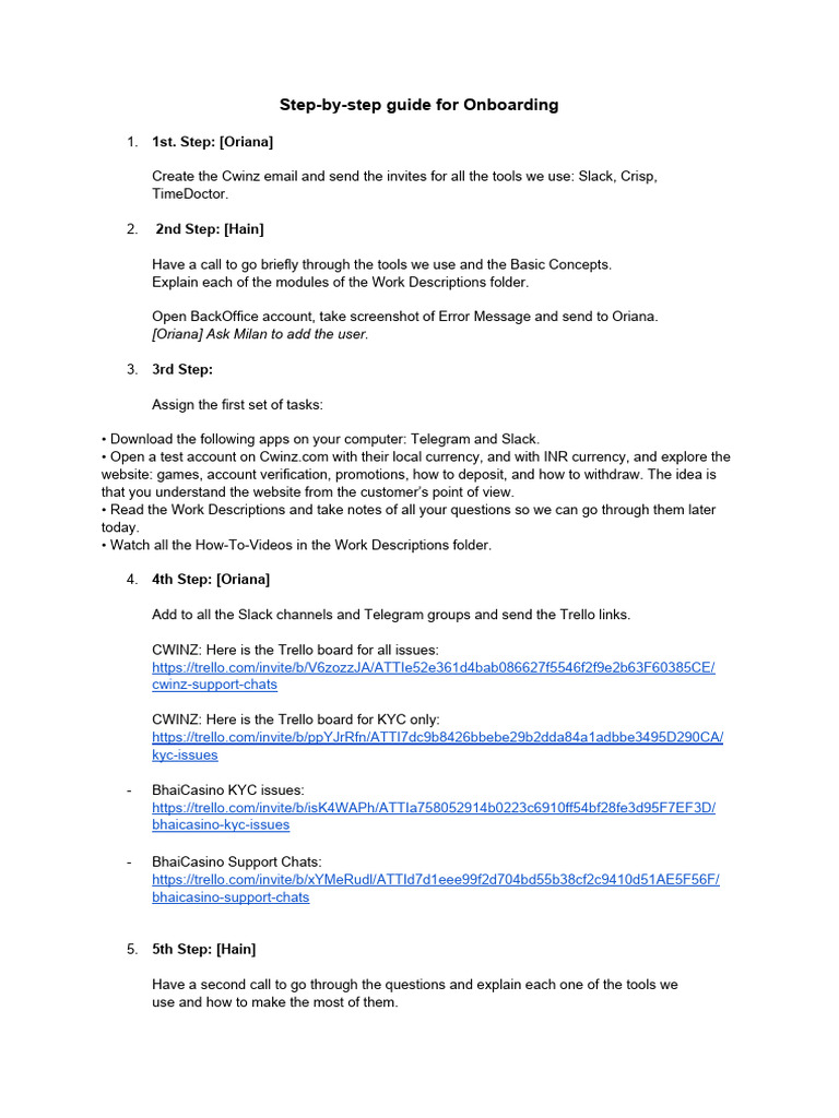 Step-By-step Guide For Onboarding | PDF | Social Networking Service ...