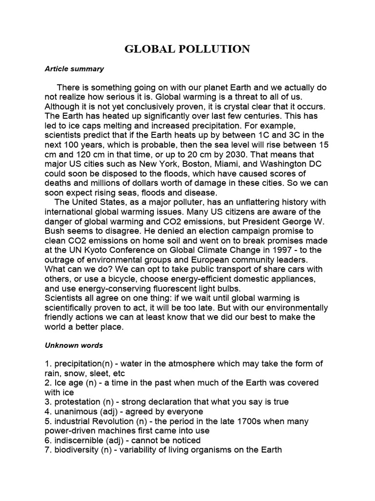 Global Warming and Its Impact | PDF | Climate Change | Pollution