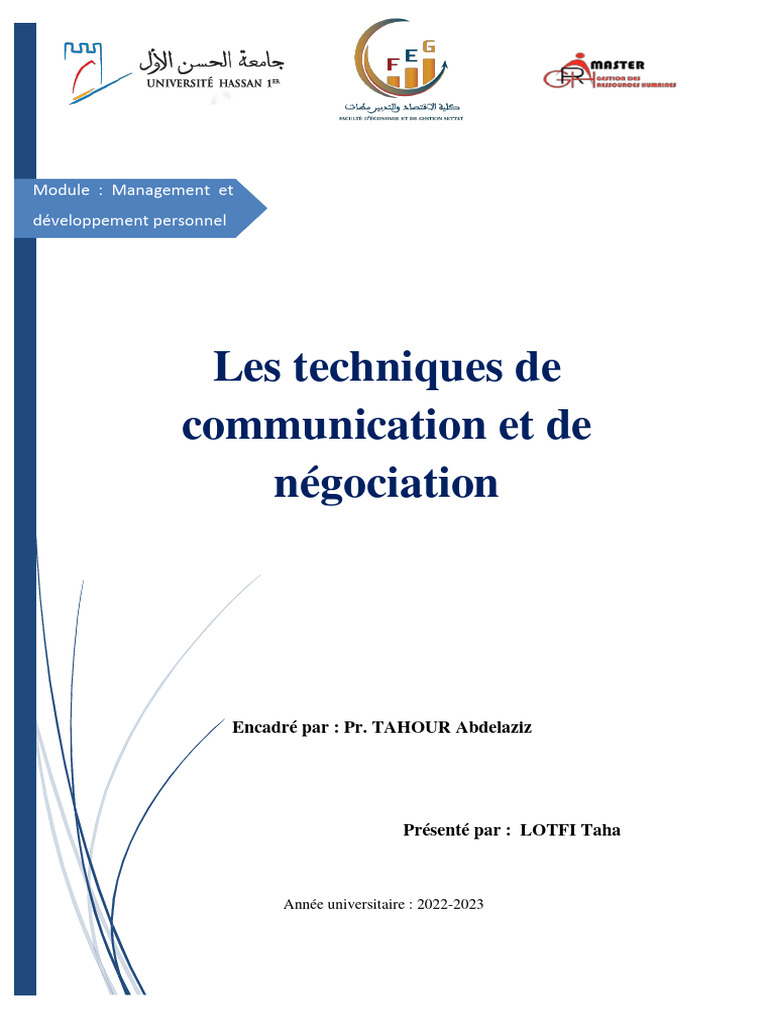 Techniques de Communication Et Negociation-Rapport | PDF | Négociation | la communication