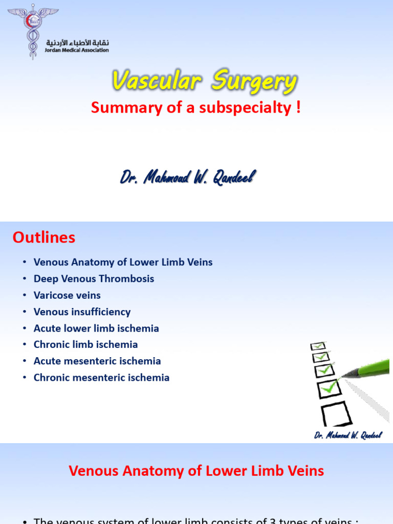 Vascular Surgery: Summary of A Subspecialty ! | PDF | Vein | Thrombosis