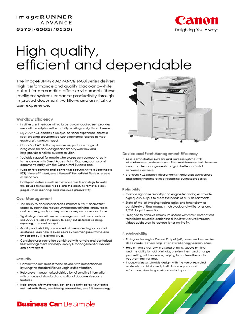 IR-ADV 6500i DataSheet Aug18 | PDF | Image Scanner | Microsoft Windows