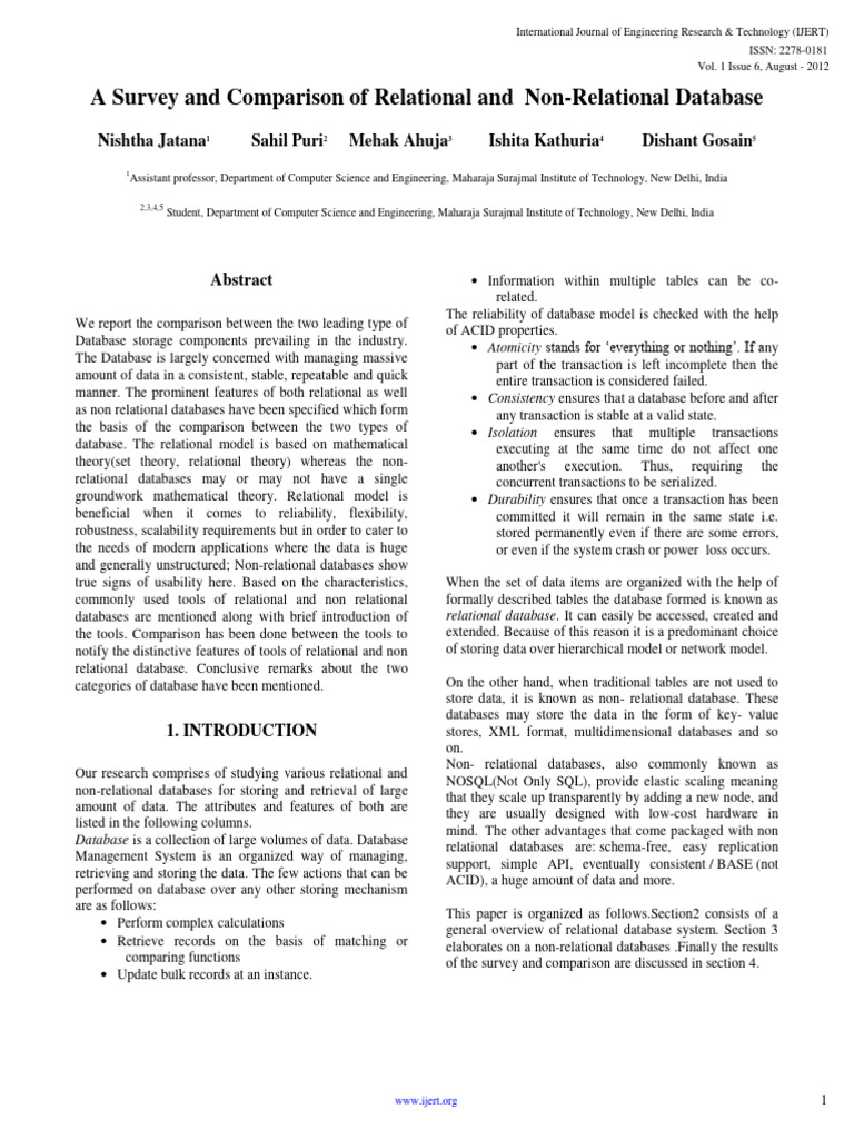 A Survey and Comparison | PDF | Databases | No Sql A Survey and Comparison | PDF | Databases | No Sql