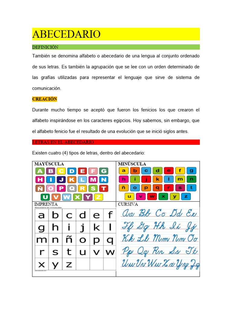 Historia y Tipos del Abecedario | PDF | Alfabeto | Comunicación escrita