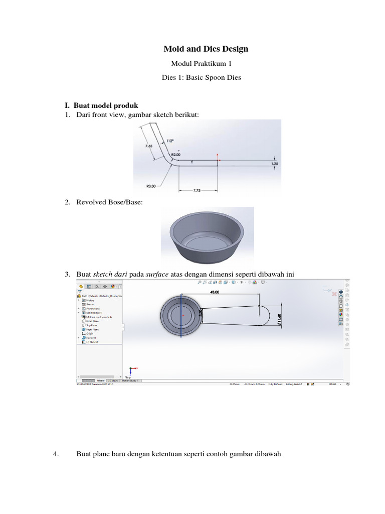 Modul 1 Spoon Mold Design - TUGAS 1 2024 | PDF