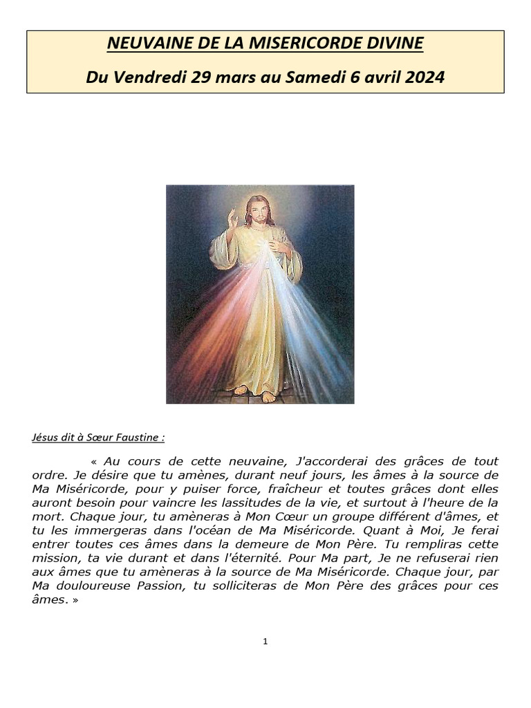 Neuvaine à la Miséricorde Divine 2024 | PDF | Miséricorde | Théologie