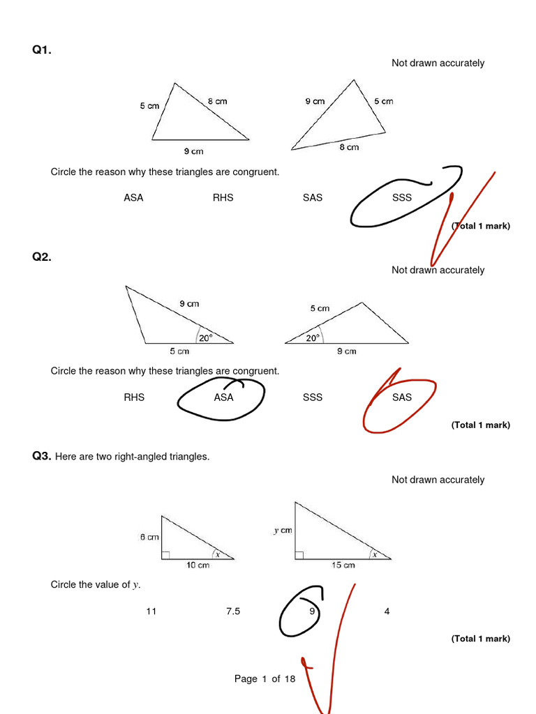 Similarity and Congruence - Exam Style Questions | PDF | Elementary Mathematics | Geometry