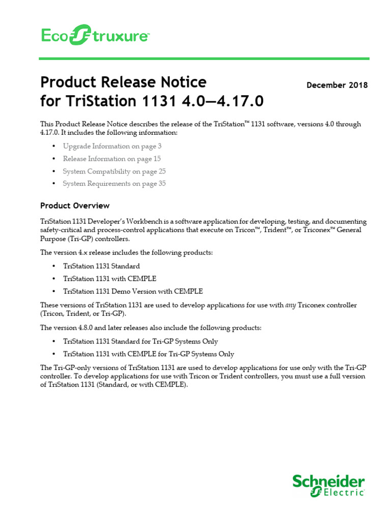 Product Release Notice For Tristation 1131 4.0-4.17.0: December 2018 | PDF | Programmable Logic ...
