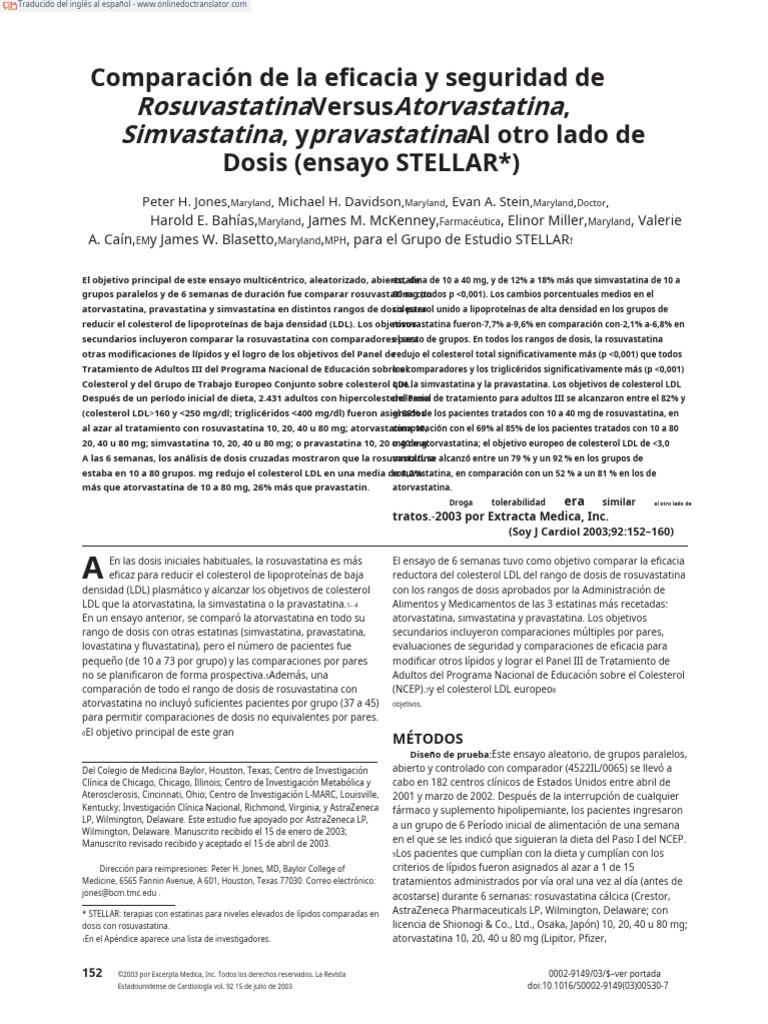 STELLAR Trial y Dislipidemia - En.es | PDF | Cuidado de la salud | Drogas