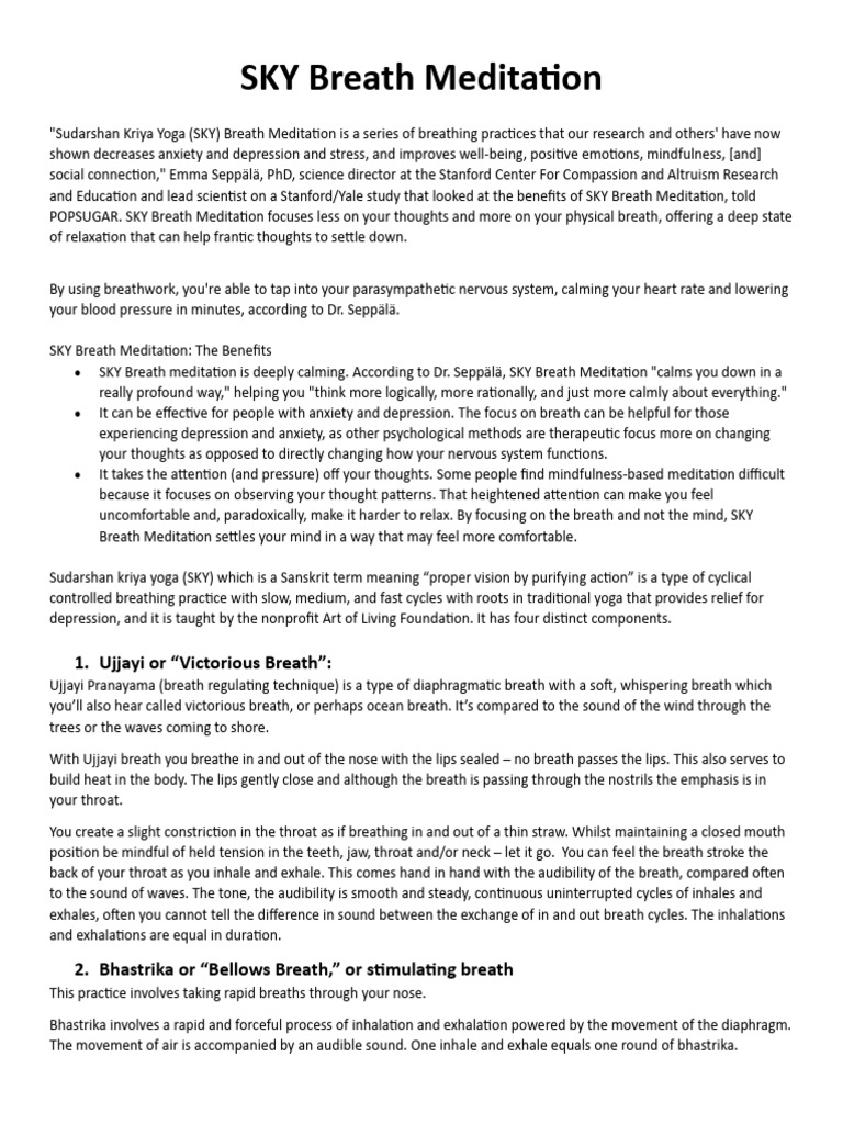 Sky Breath Meditation Pdf Meditation Breathing