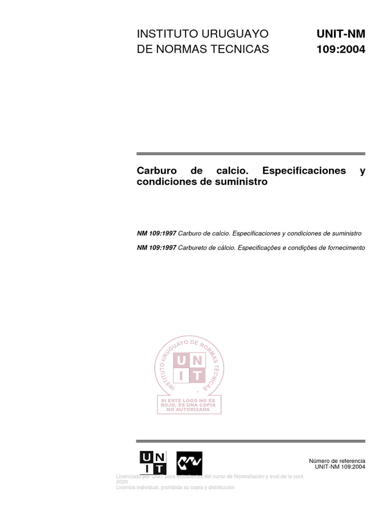 UNIT 109-04 Carburo de Calcio. Especificaciones y | PDF