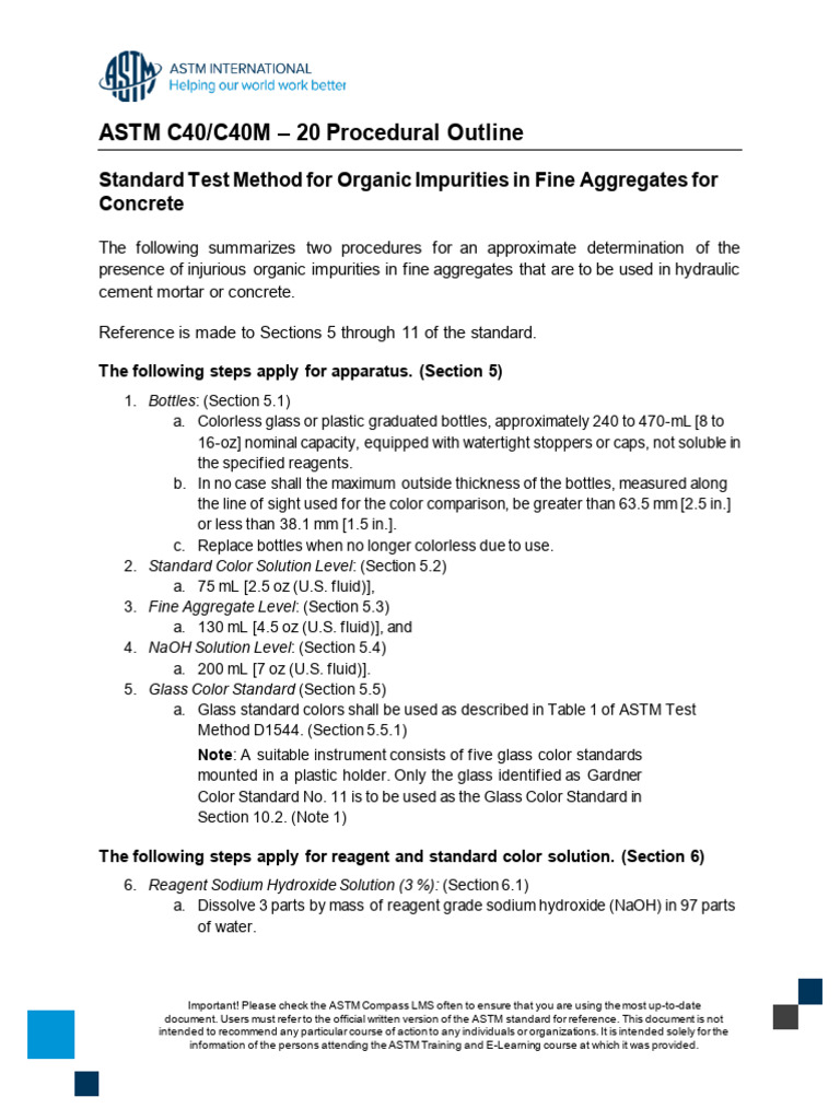 C40 - C40M - 20 Procedural Outline | PDF | Chemical Substances | Materials