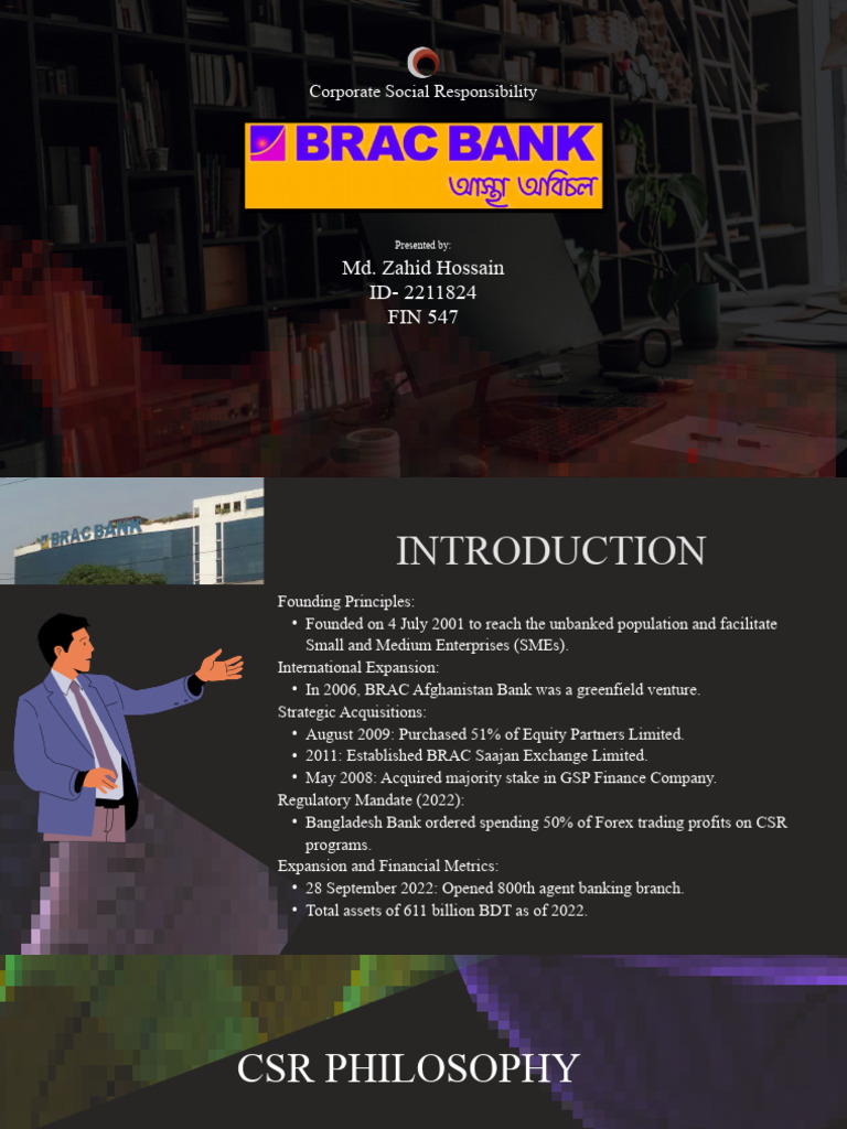 Brac Bank CSR Presentation | PDF | Corporate Social Responsibility | Economies