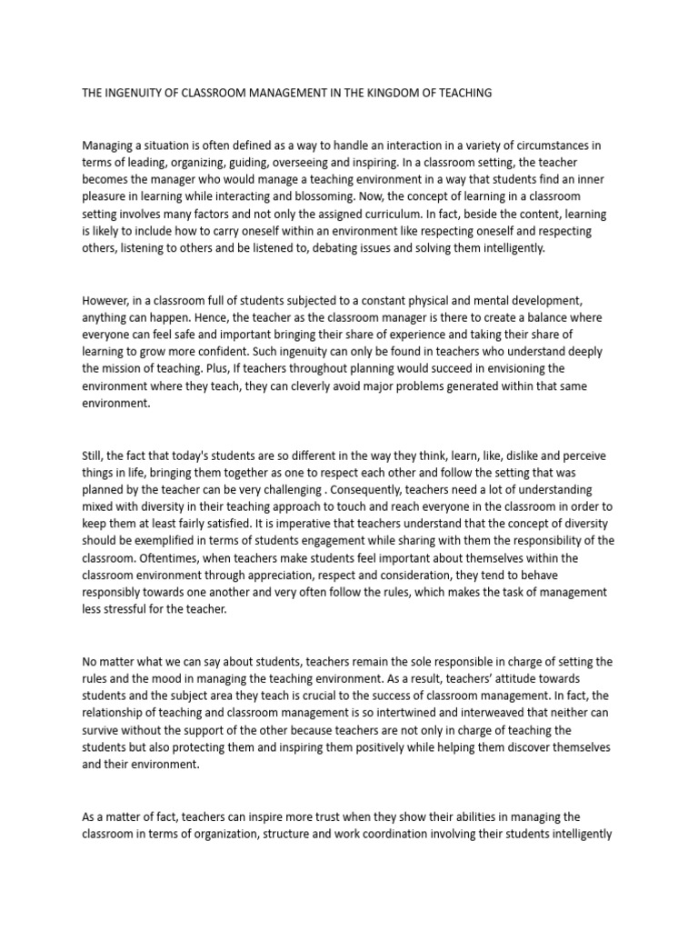Clasroom Management | PDF | Classroom Management | Teachers