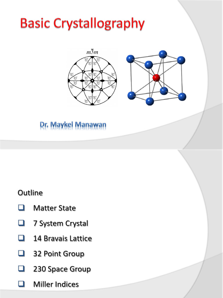 Lesson 1 - Basis Crystallography | PDF | Crystal Structure | Diffraction