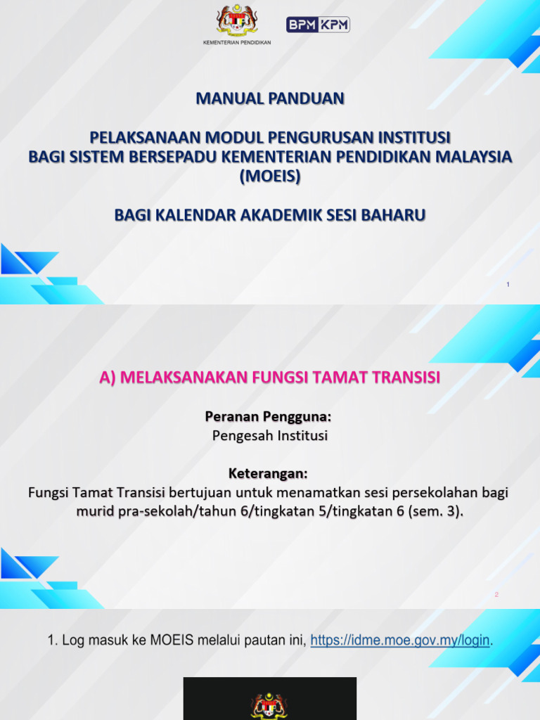 Manual Pelaksanaan Modul Pengurusan Institusi (Moeis) Bagi Sesi Baharu ...