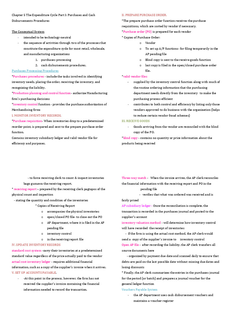 Ais Chapter 5 Reviewer | PDF | Accounts Payable | Voucher