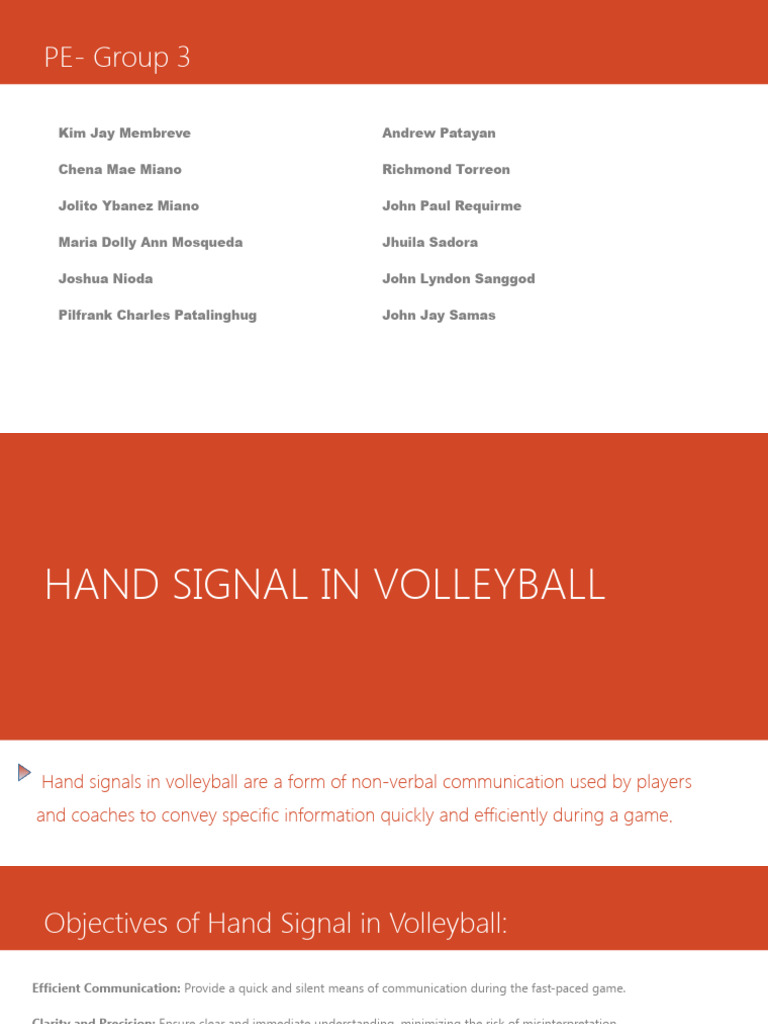 Hand Signals in Volleyball Pe Reportingfinal | PDF | Sports | Sports ...