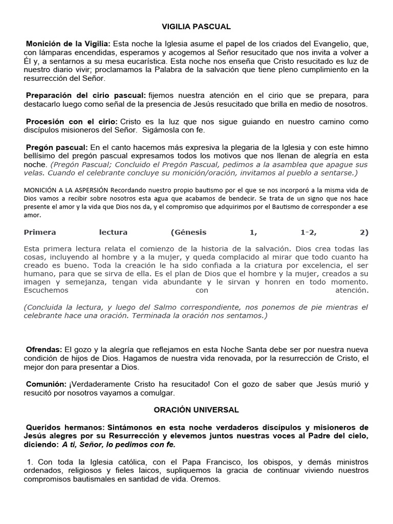 Vigilia Pascual | PDF | La resurrección de Jesús | eucaristía