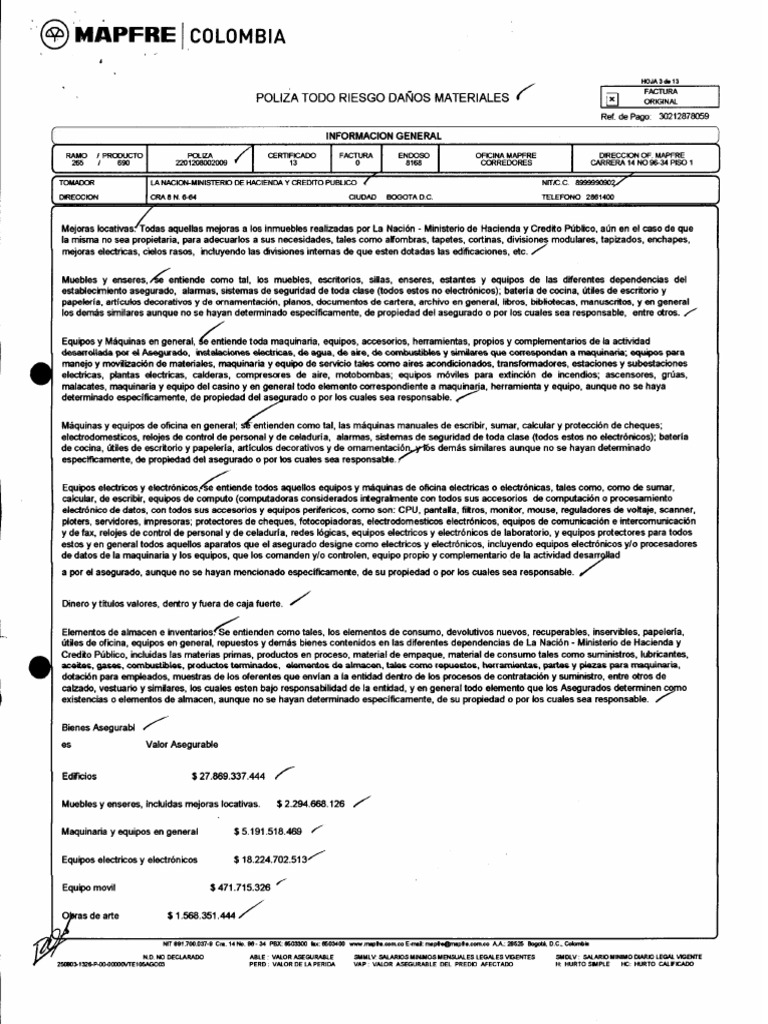 Póliza Todo Riesgo MAPFRE Colombia | PDF | Póliza de seguros | Seguro
