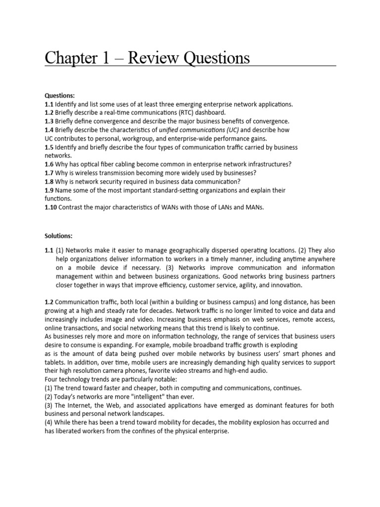 Chapter 1-Review Questions | PDF | Computer Network | Technological Convergence