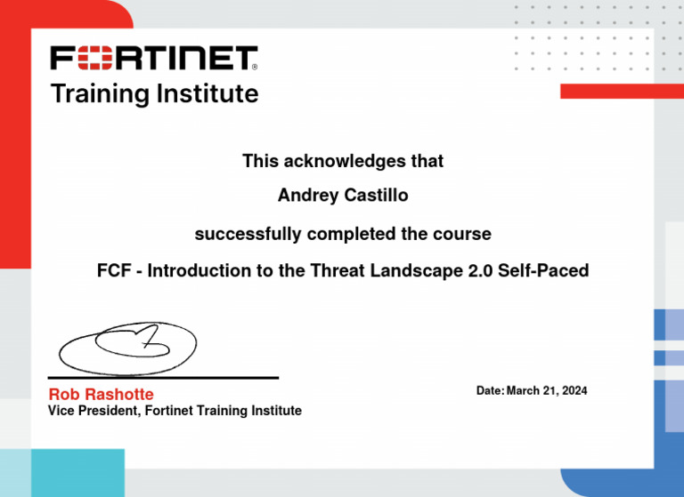 Certificado Fortinet Certified Fundamentals (FCF) | PDF