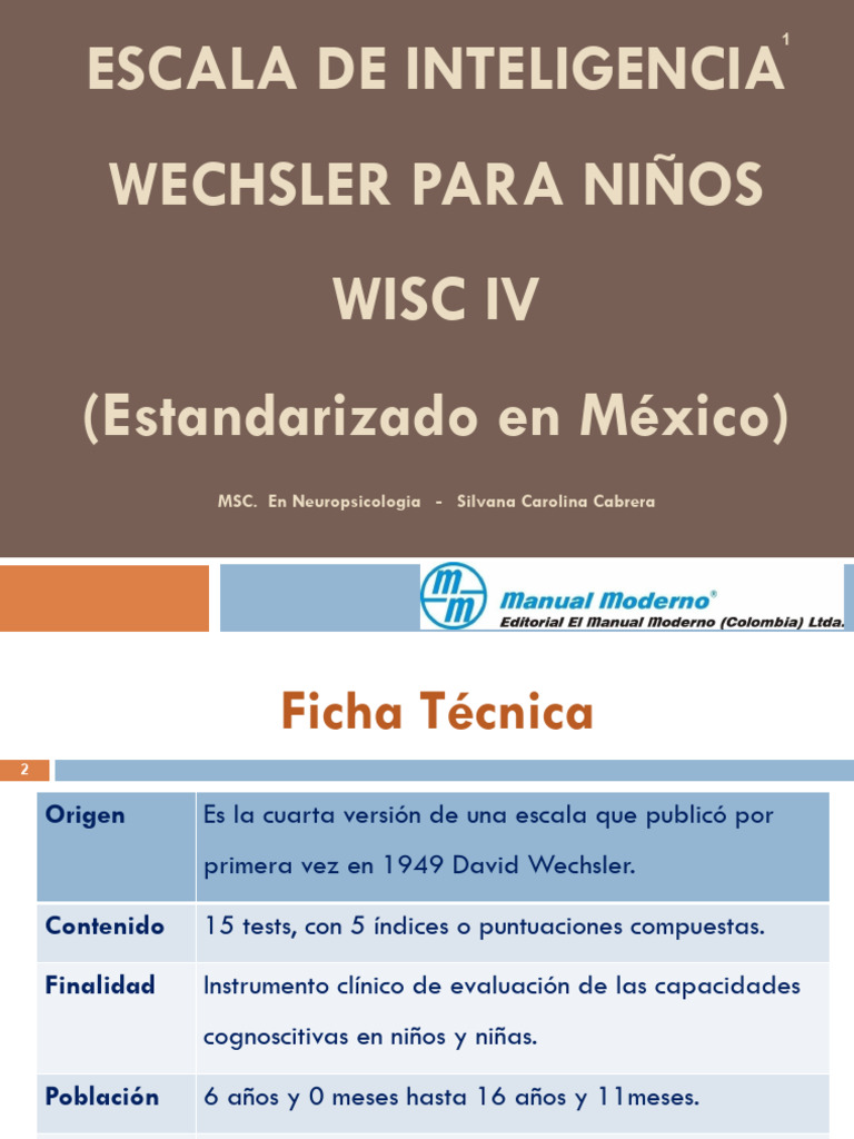 WISC-IV: Evaluación Cognitiva Infantil | PDF | Psicología cognitiva ...