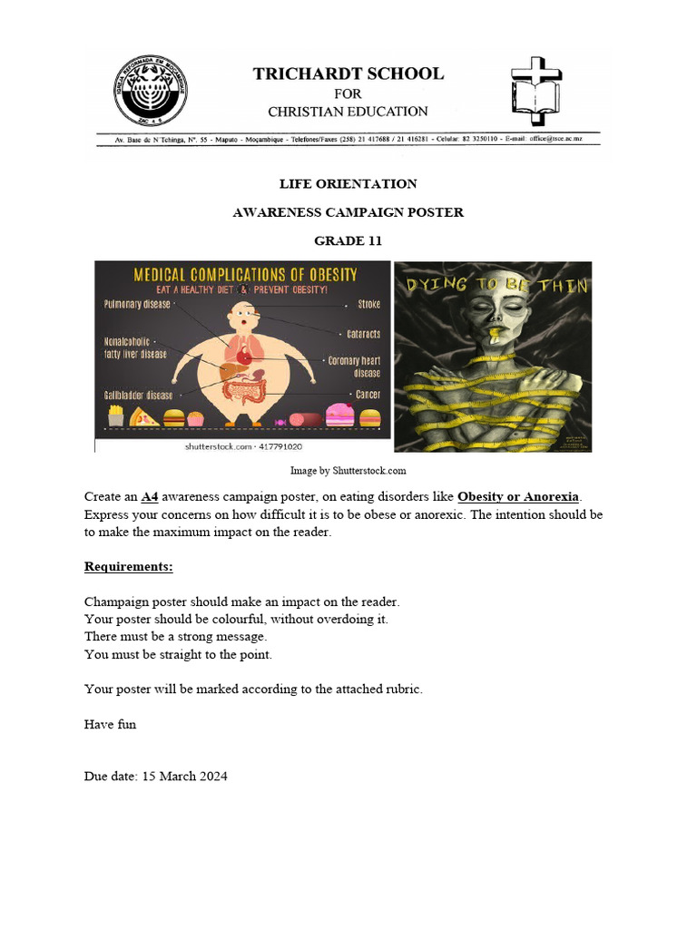 LO11 Term 1 Eating Disorders Project Poster 2022 | PDF | Anorexia ...