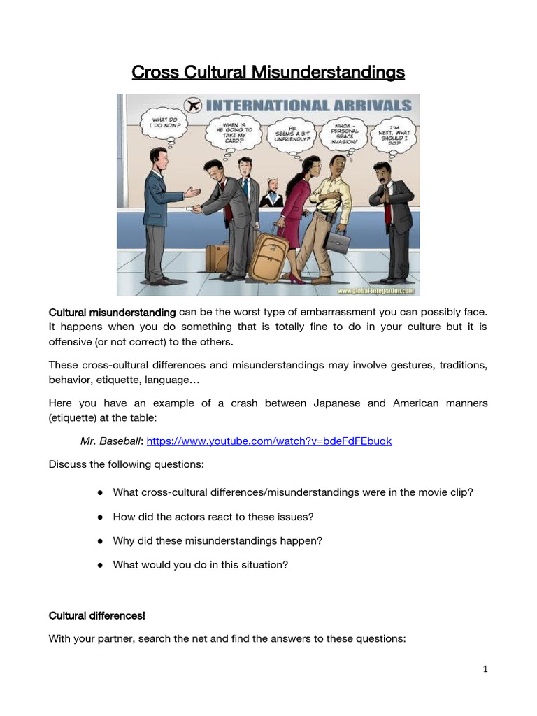 Cross-Cultural Misunderstandings | PDF