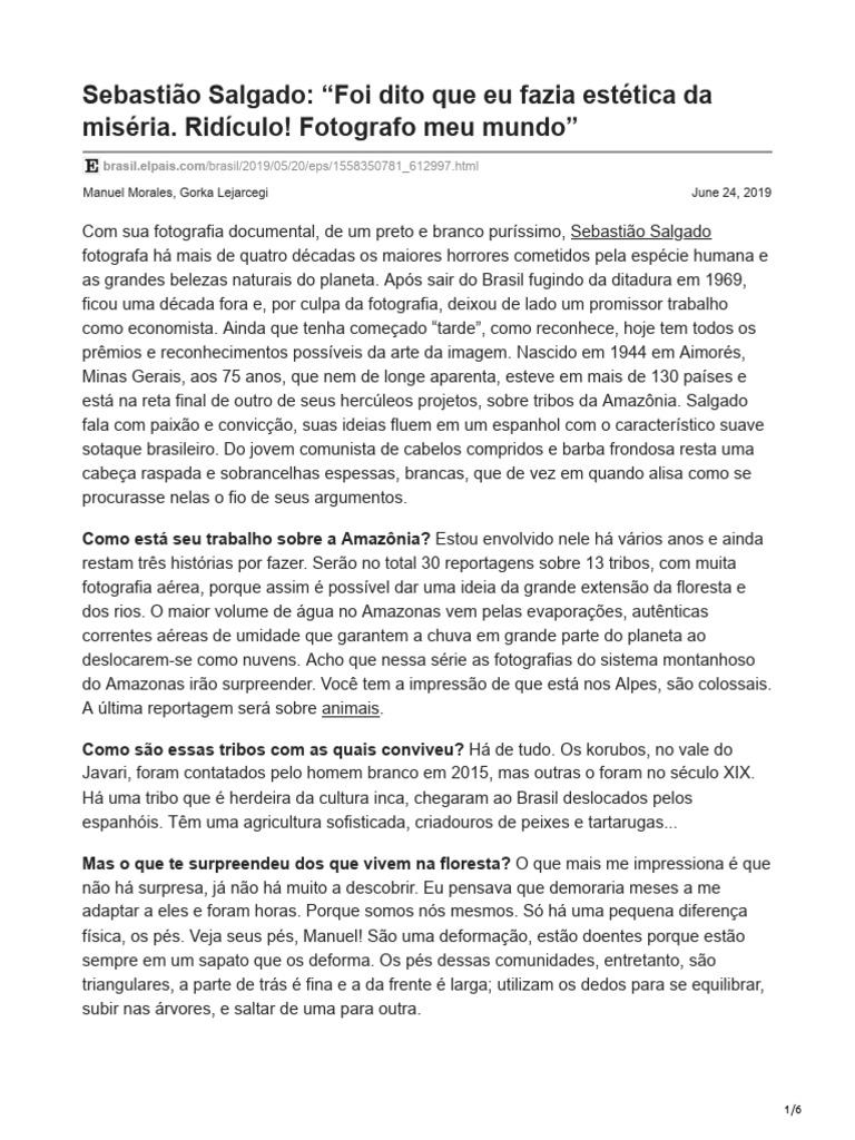 Entrevista de Sebastião Salgado | PDF | México | Floresta Amazônica