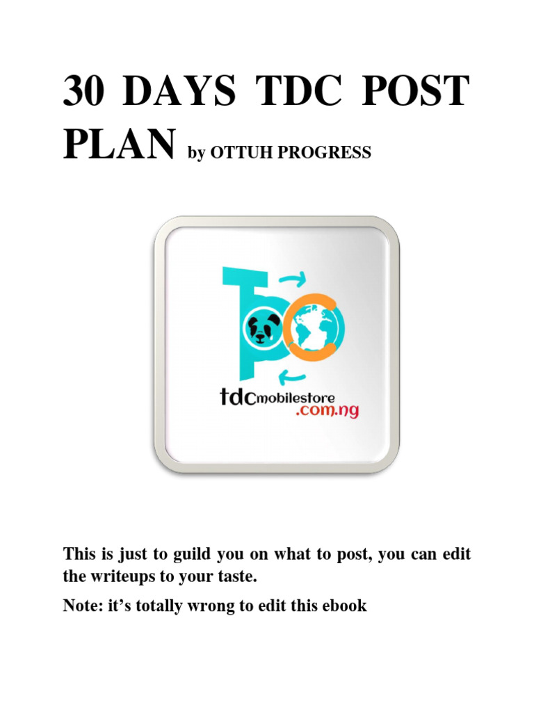 30 Days TDC Status Post by Ottuh Progress | PDF | Money | Cash