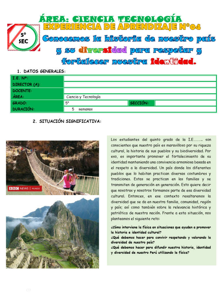 5º Experiencia 4 Cyt 2023 Pdf Fuerza Aprendizaje