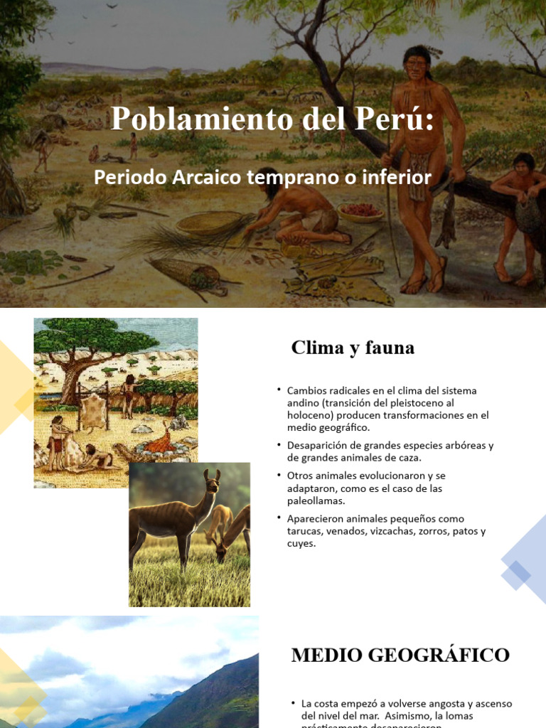Poblamiento Del Peru Periodo Arcaico Temprano | PDF | Ciencias de la Tierra