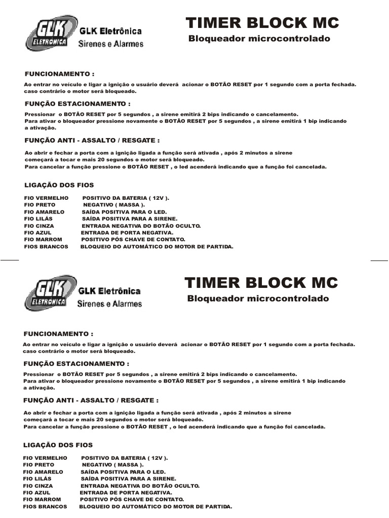 Timer Block MC GLK | PDF