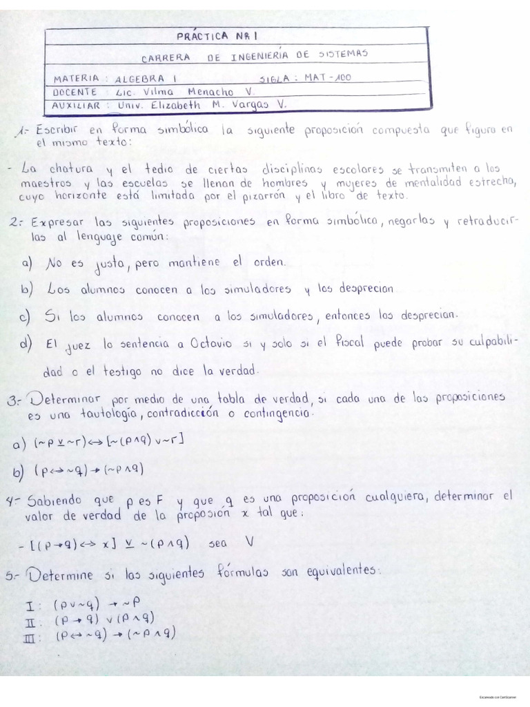 Práctica 1 (Mat-100) | PDF