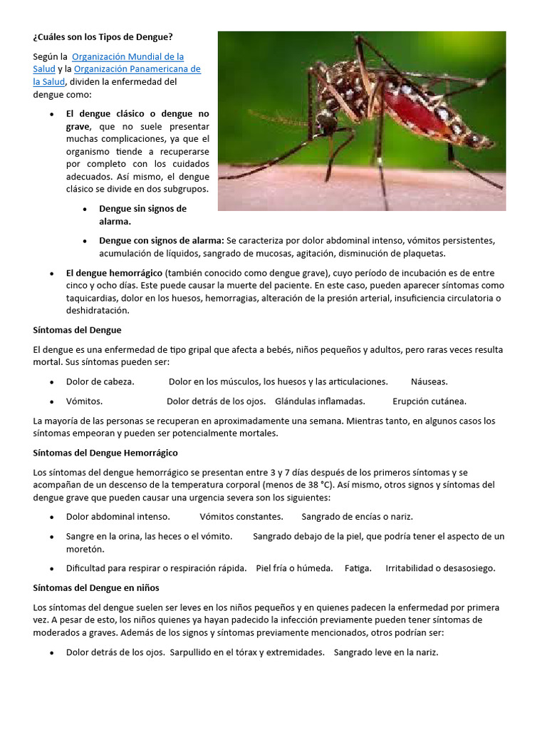 Cuáles Son Los Tipos de Dengue | Descargar gratis PDF | Vómitos ...