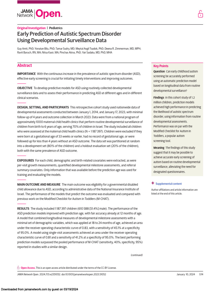 Amit 2024 Oi 231496 1704211711.82967 | PDF | Autism Spectrum | Receiver Operating Characteristic