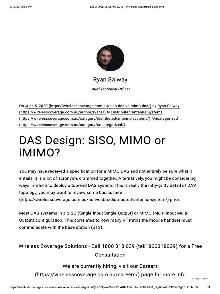 SISO DAS Vs MIMO DAS - Wireless Coverage Solutions | PDF