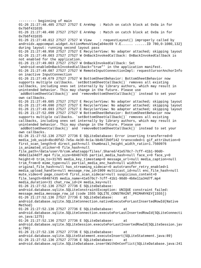 Logcat | PDF | Java (Programming Language) | Android (Operating System)
