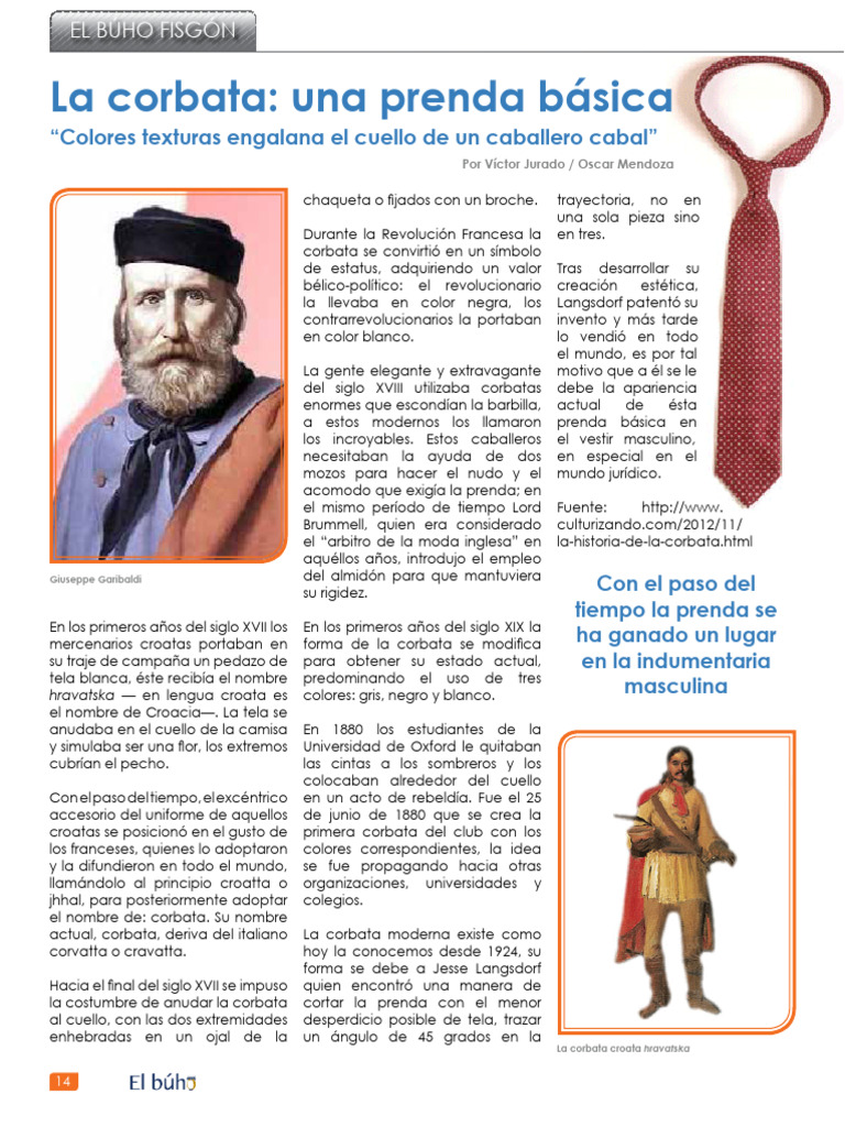 Historia de la corbata: origen y evolución | PDF | Corbata | Moda