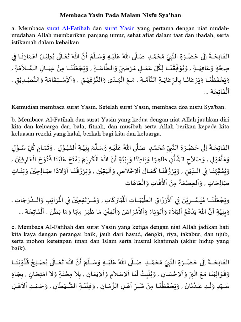 Membaca Yasin Pada Malam Nisfu Sya | PDF